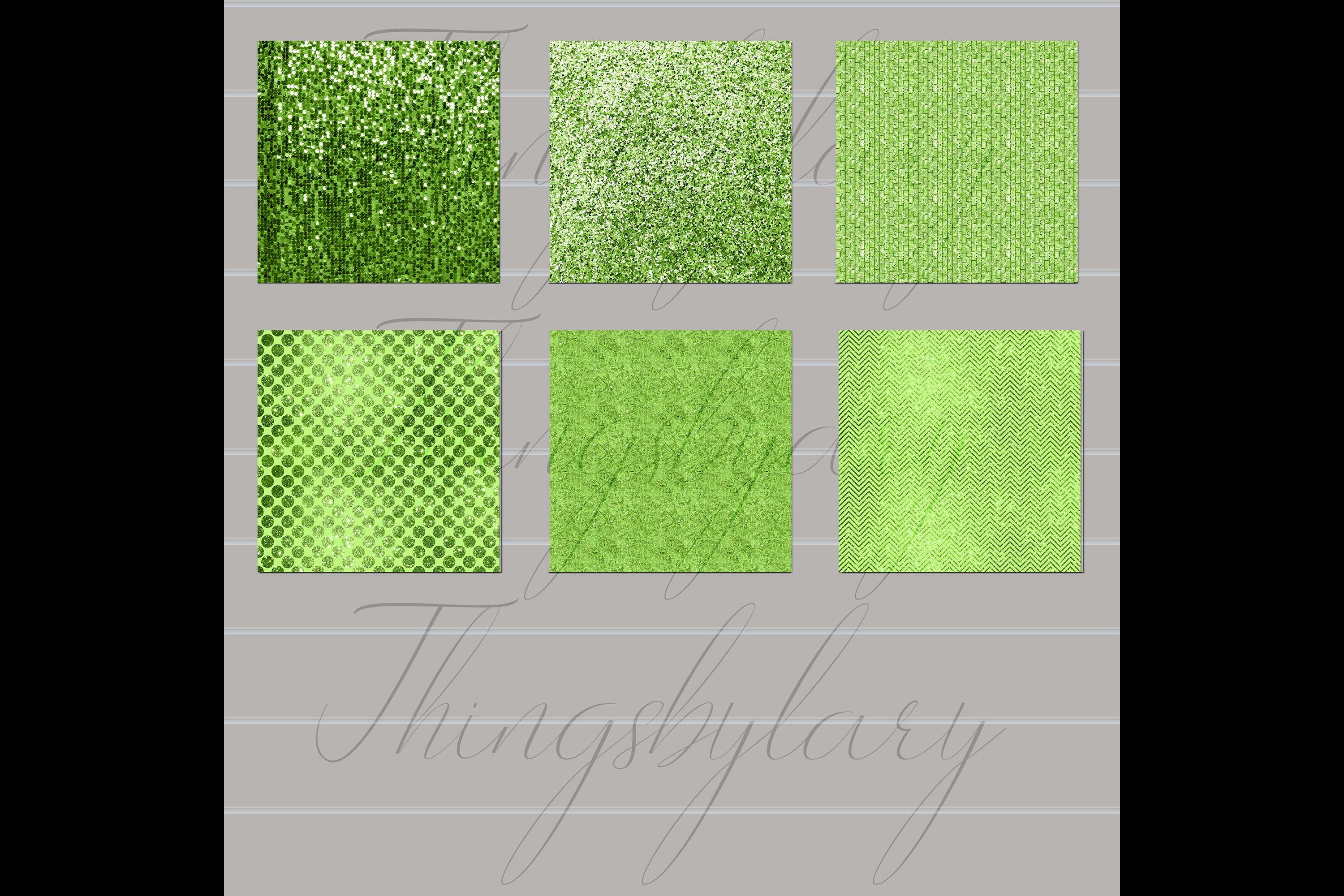 42 Greenery Glitter and Sequin Digital Papers 12 x 12 inch