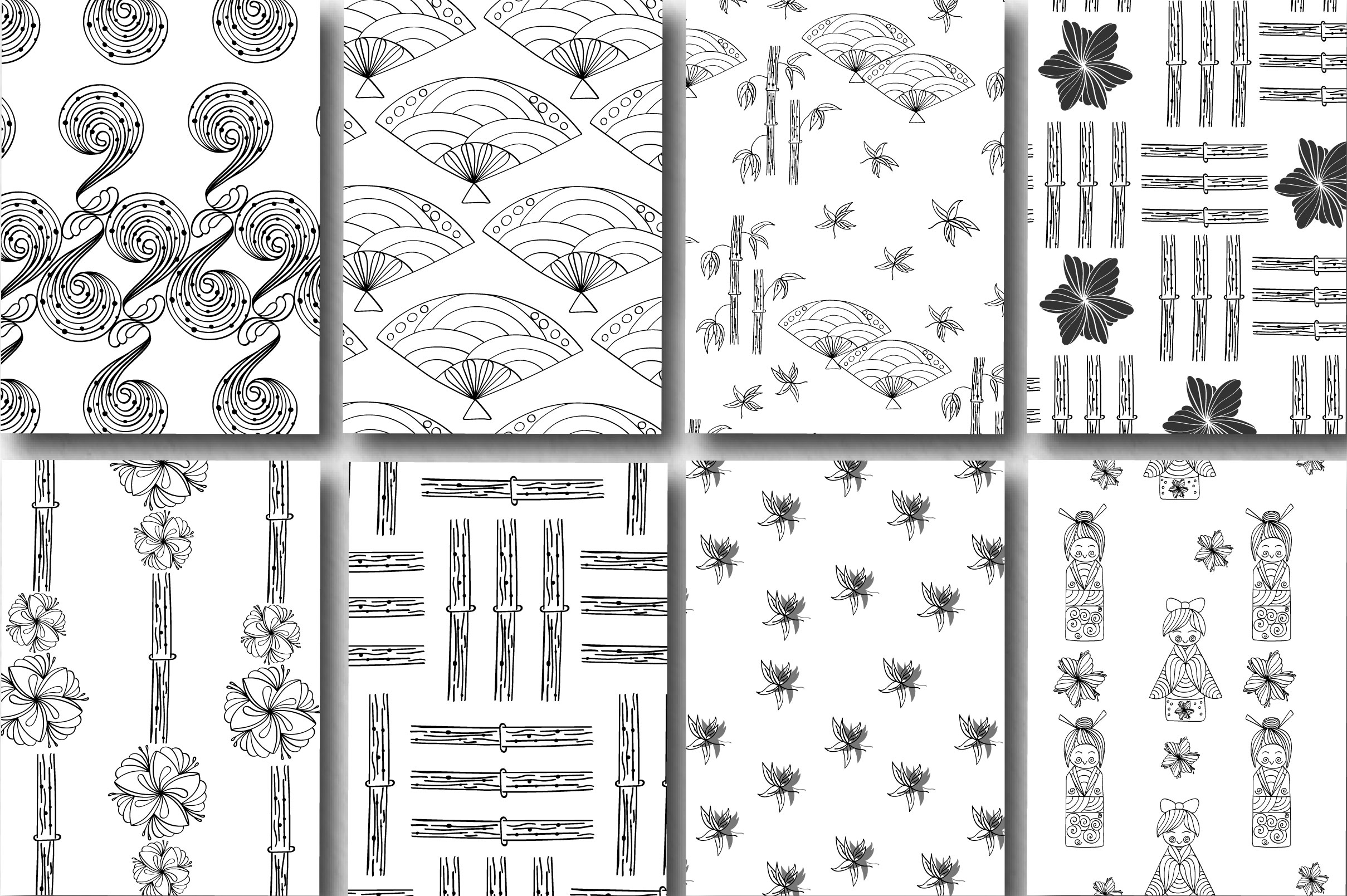 Line art Japanese Pattern Collection