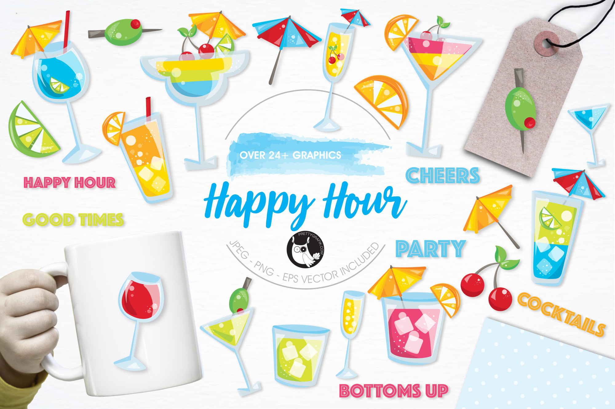 Happy Hour graphics and illustrations