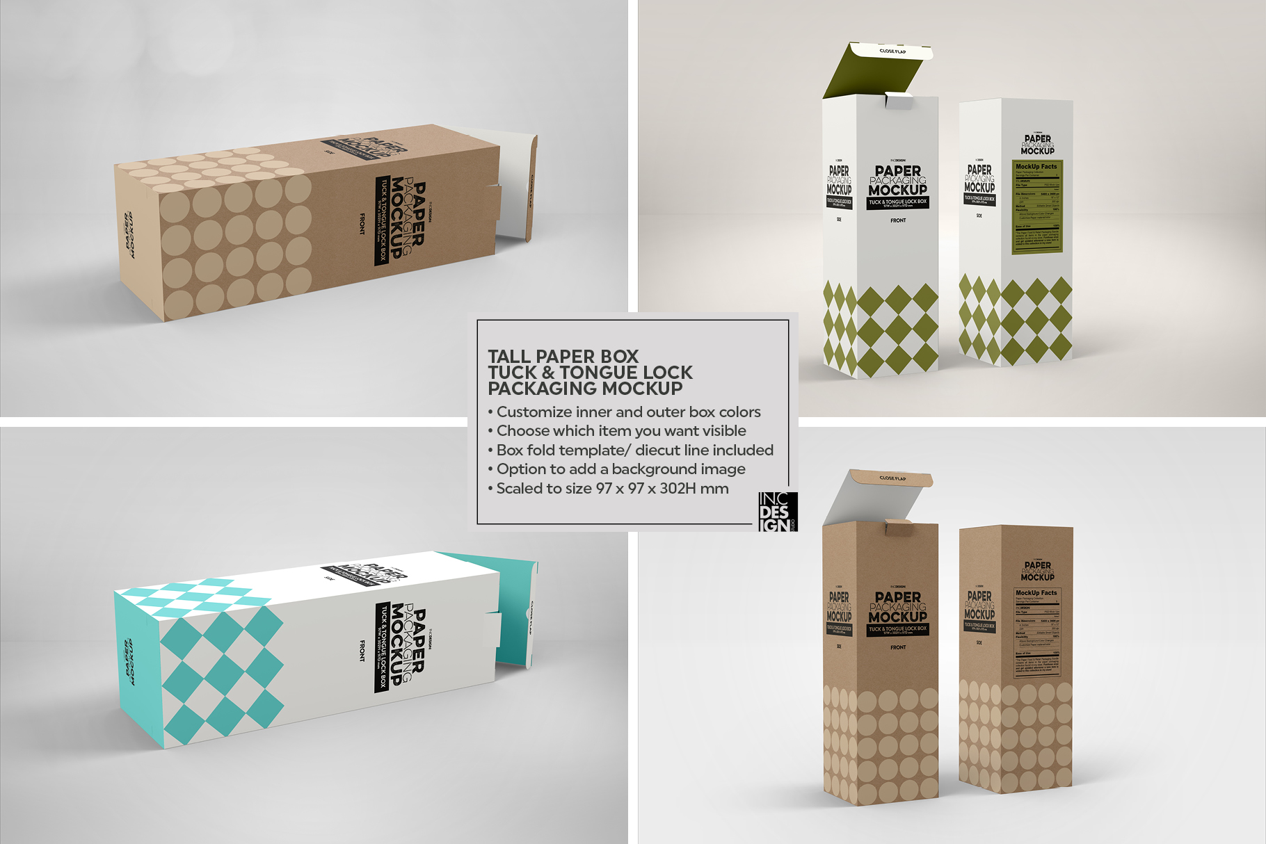 Tall Box Tuck & Tongue Lock Packaging Mockup (352204) | Branding ...
