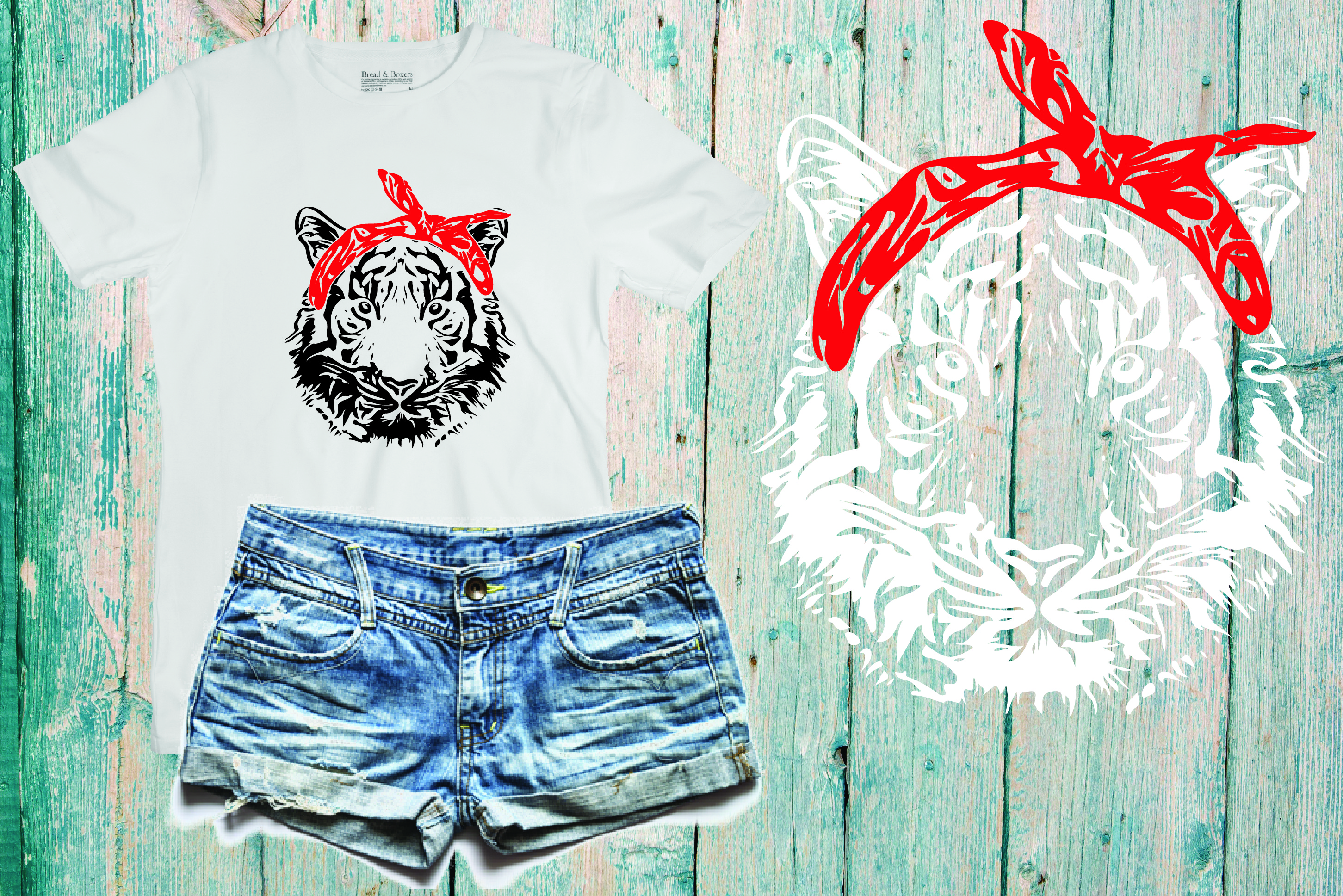 Tiger bandana svg, Tiger svg, Tiger Face, Vector art, 138SV (105876 ...