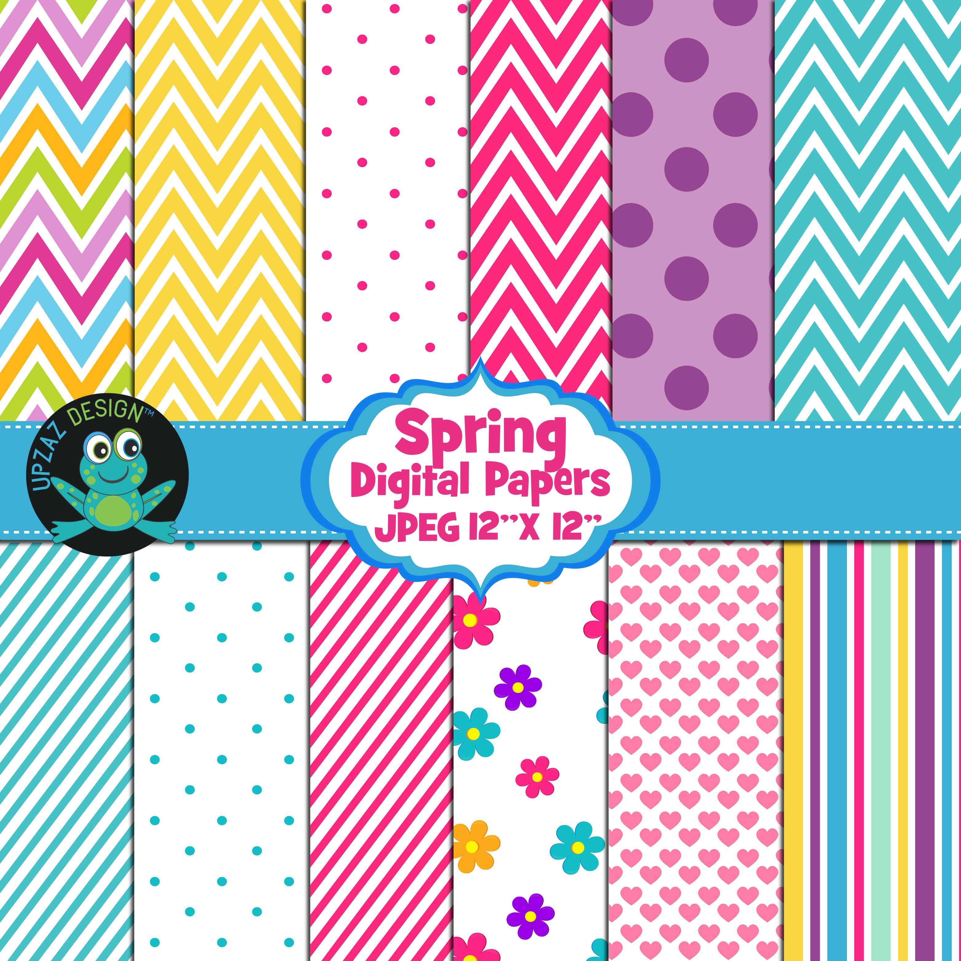 Spring Colors Digital Papers (71161) | Backgrounds | Design Bundles