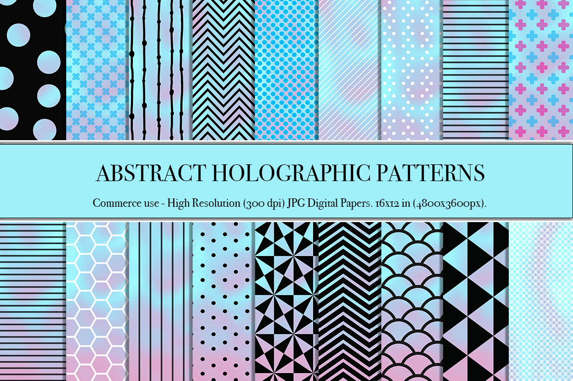Abstract geometric pattern on holographic background vectors