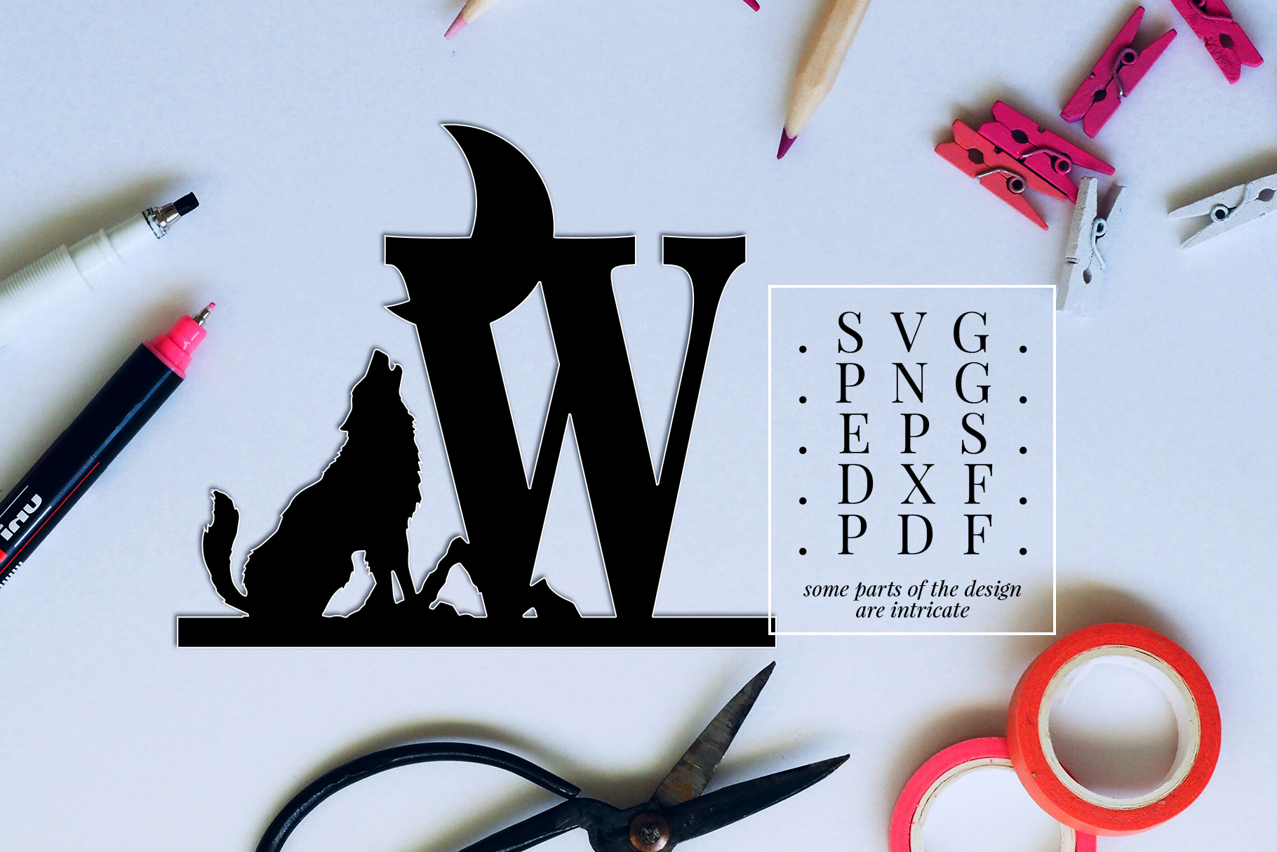 Howling Wolf Font W Paper Cut Template, Wild Life SVG, DXF (518353 ...