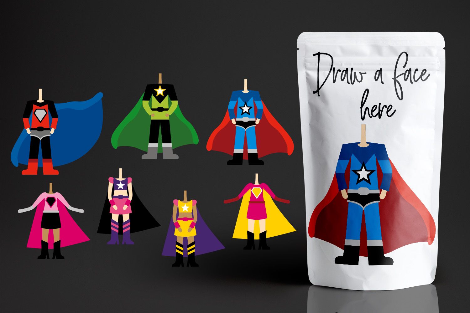 Mix and Match Superhero Body and Head - Graphics Bundle