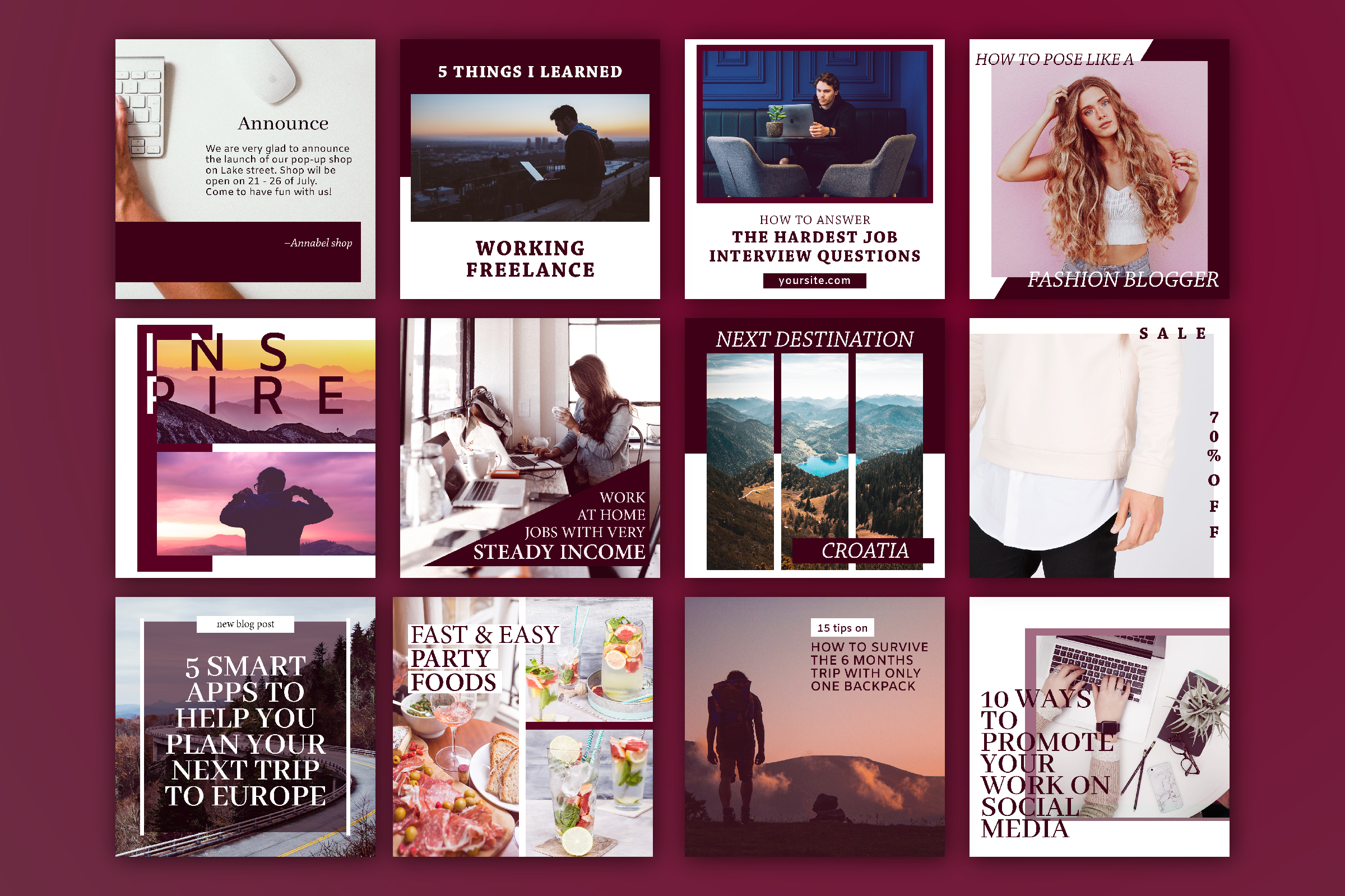 Gloria | Instagram templates pack (36958) | Presentation Templates ...