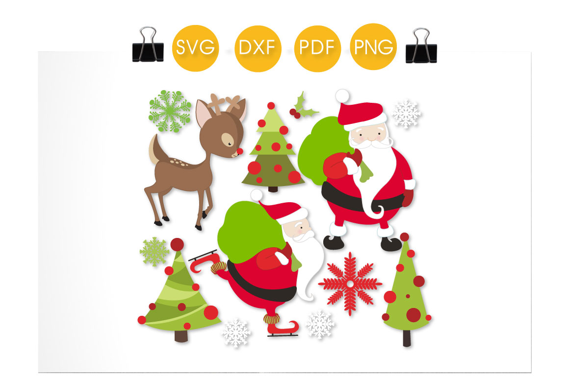 Santa and His Reindeer cutting files svg, dxf, pdf, eps included - cut ...