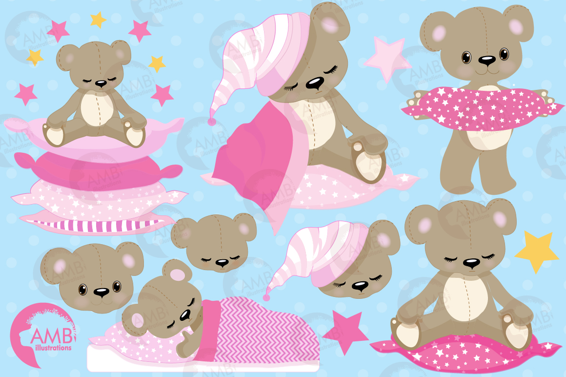Teddy bear, nursery, baby girl, baby pink bear, clipart, graphics ...
