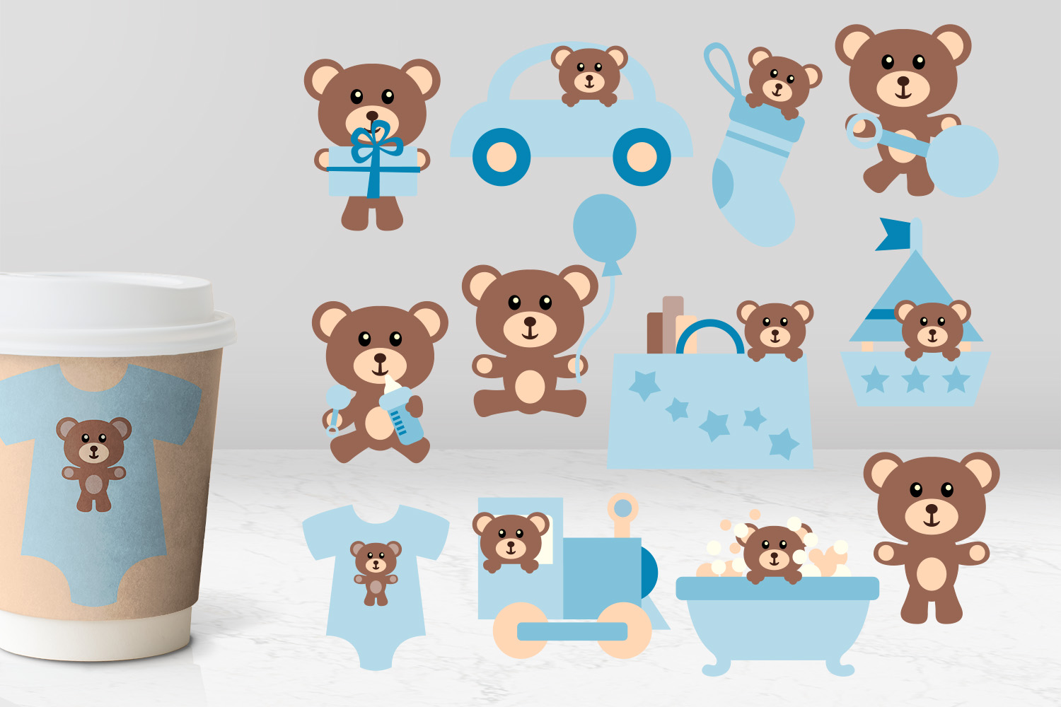 Teddy Bear Nursery Clip art Illustrations Bundle