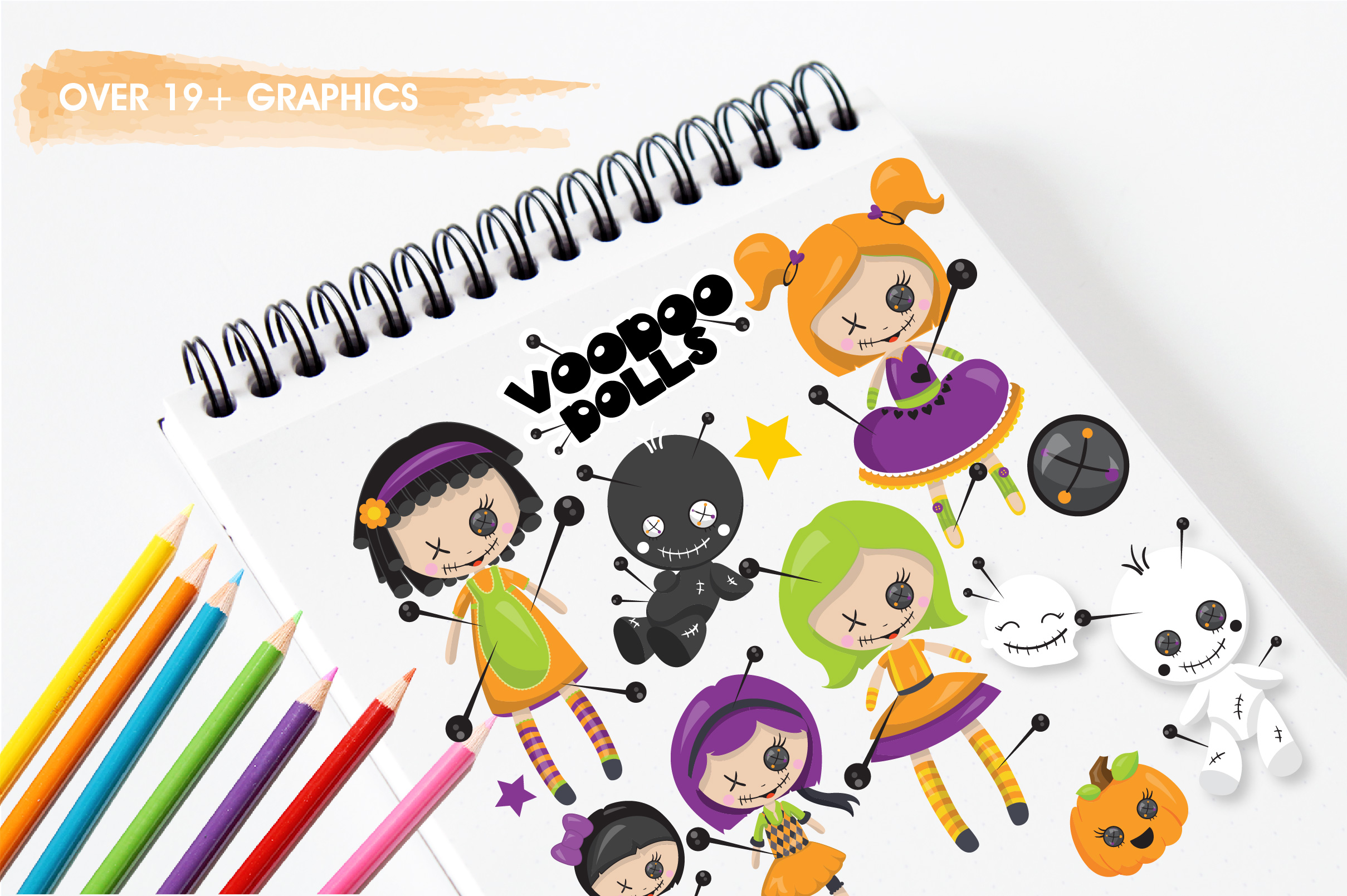 Voodoo dolls graphics and illustrations