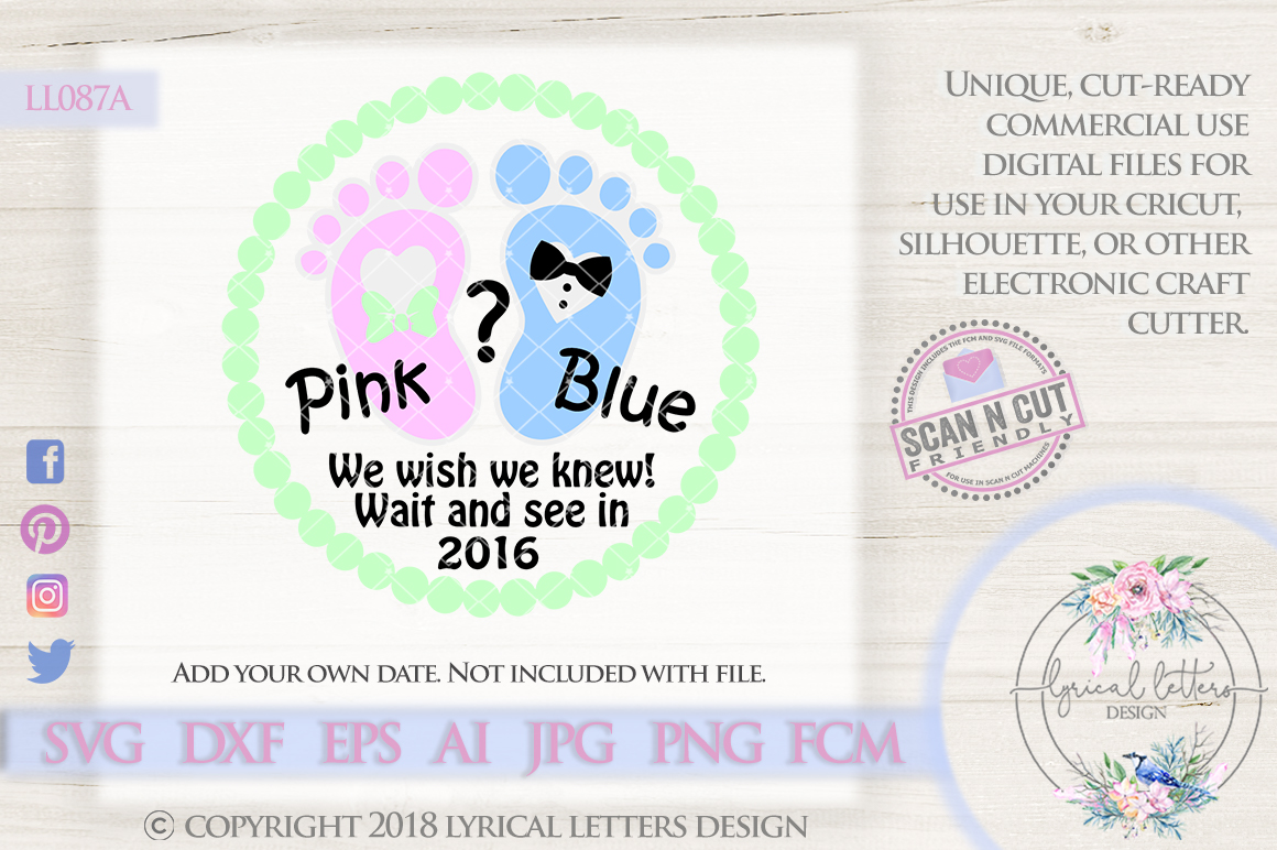 Pink or Blue Baby Announcement SVG Cut File LL087A