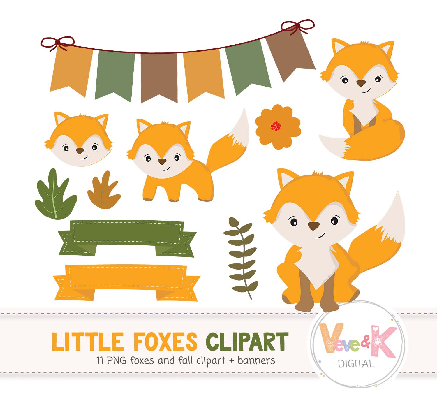 Fox Clip Art, Cute Fox Clipart, Little Foxes Clipart, Forest Creatures ...