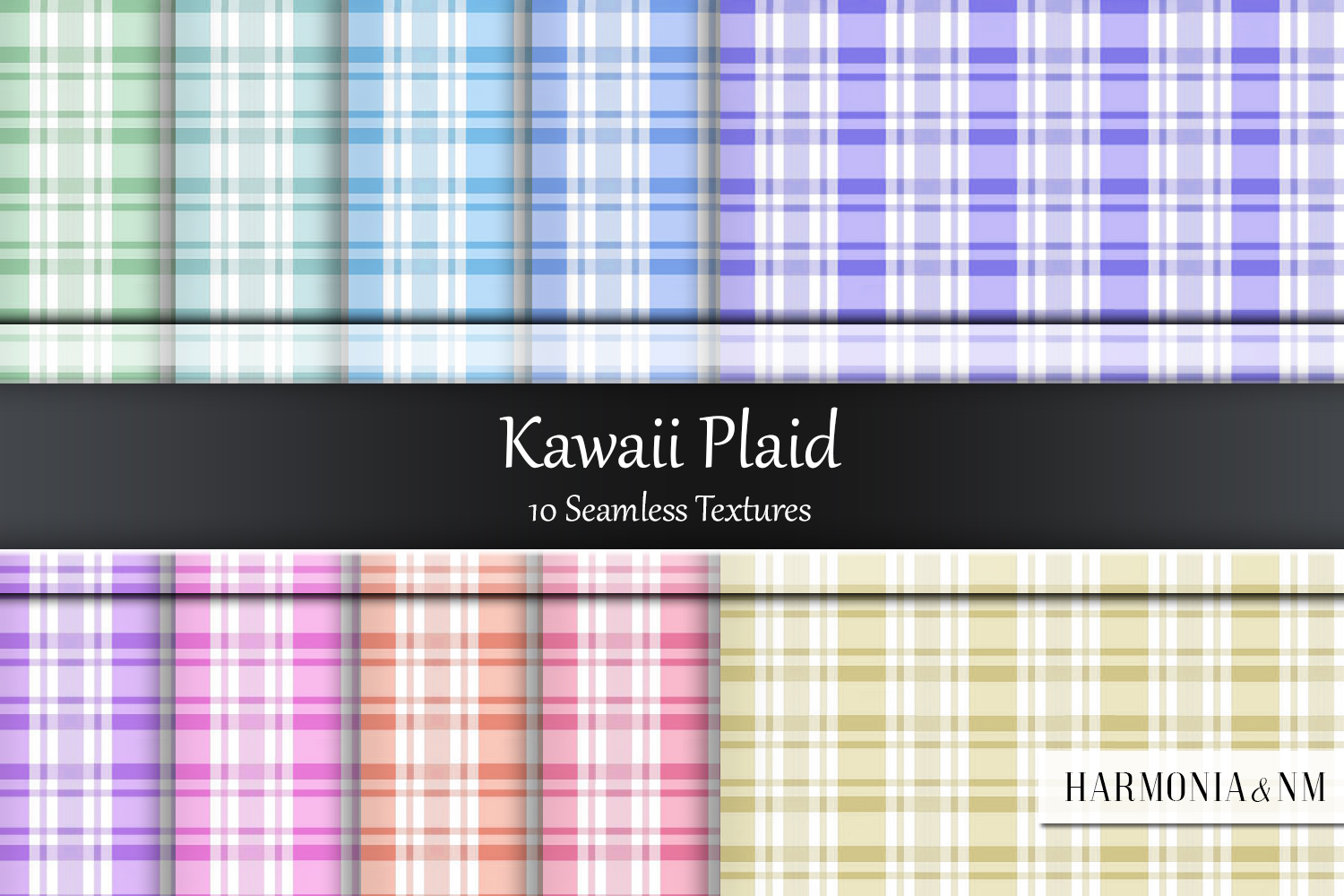 Kawaii Plaid Pastels 10 Seamless Textures