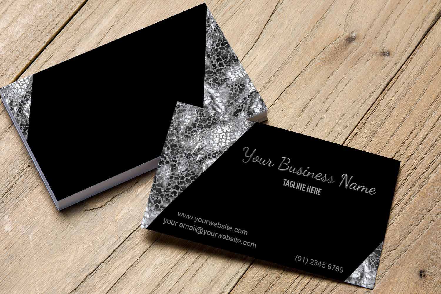 Stylish Black and Silver Business Card Template (86875) | Business ...