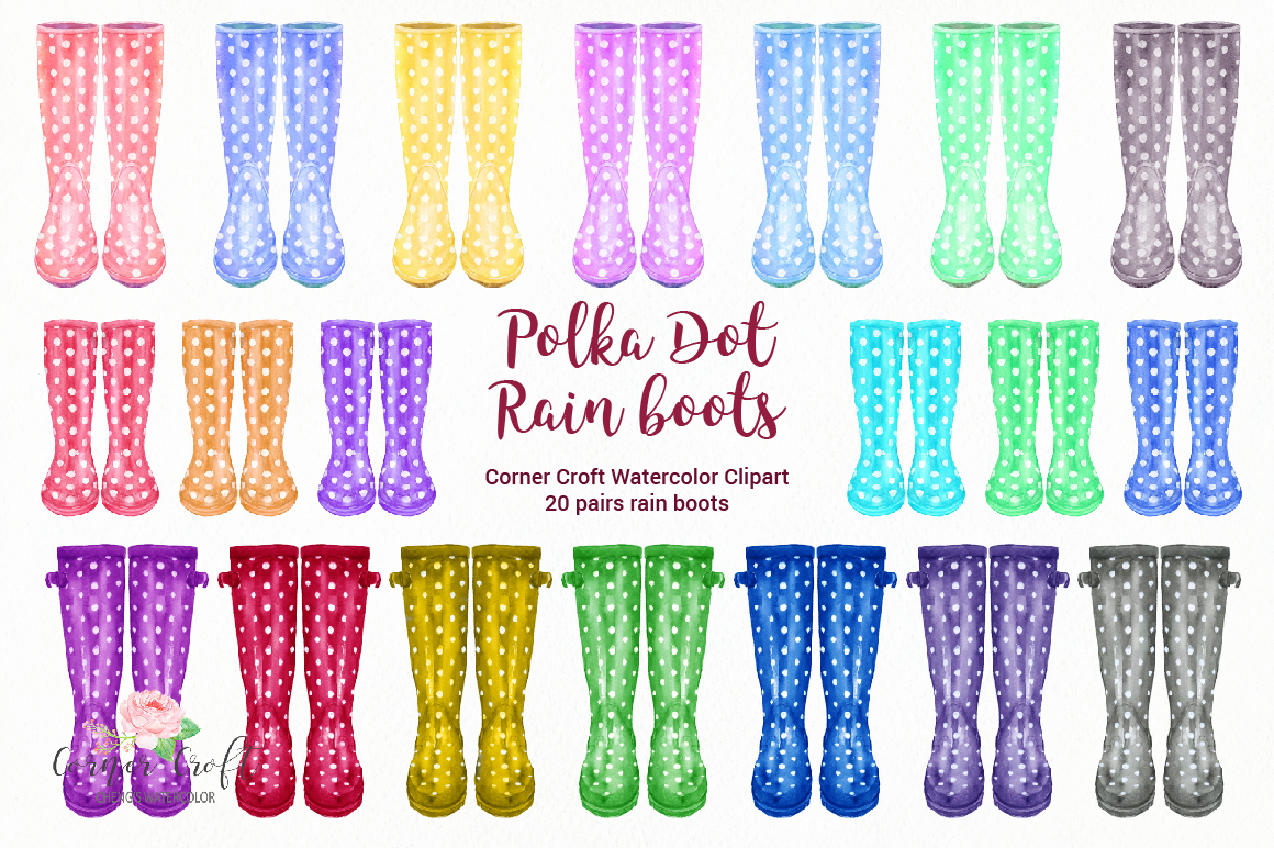 Watercolor Polka Dot Rain Boots, Polka Dot Wellies (50248 ...