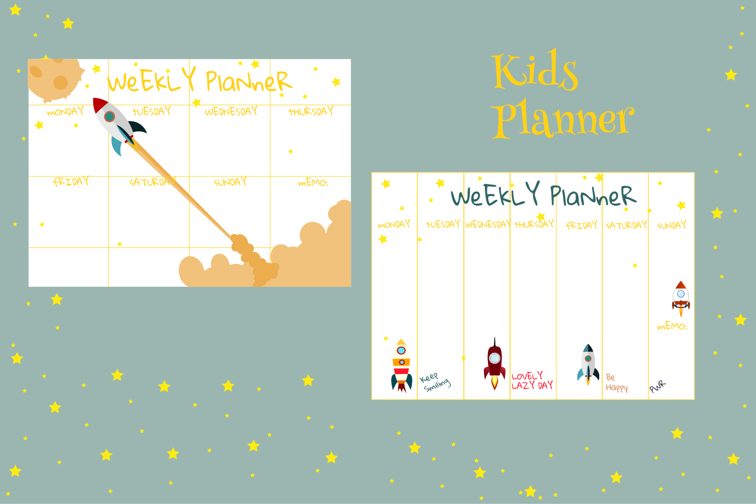 Kids planner, school timetable, kids daily - weekly planner