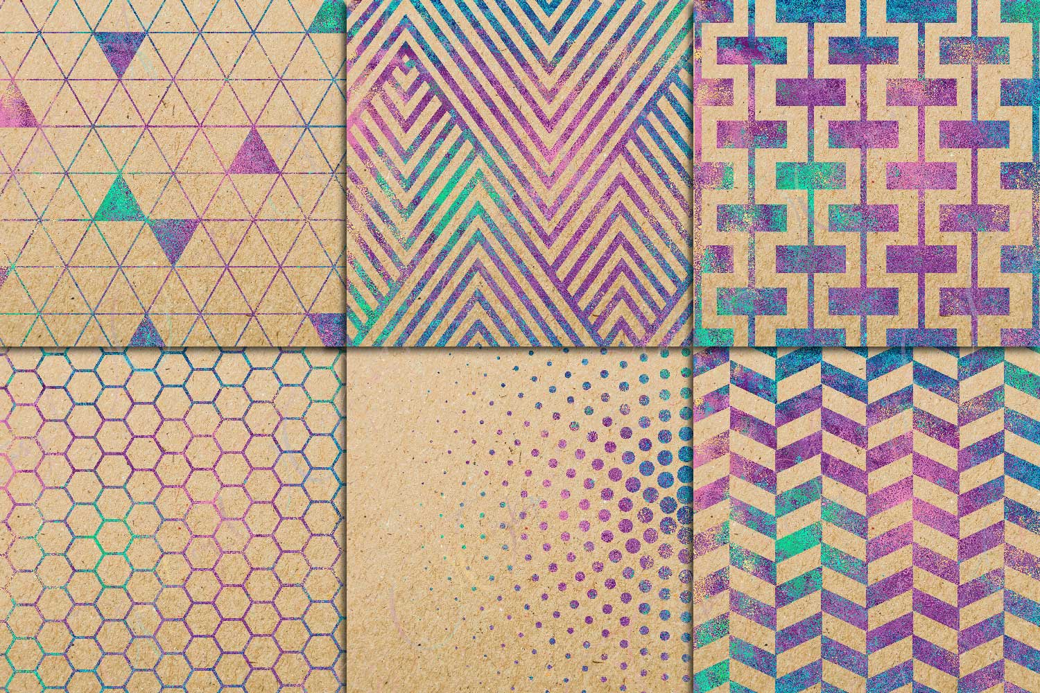 Kraft Digital Paper & Geometric Pattern