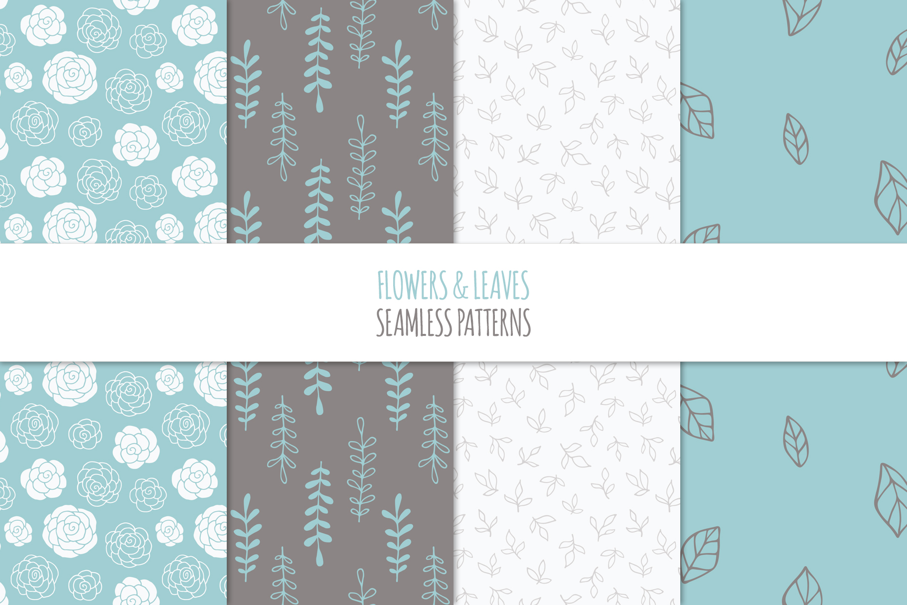 Floral Seamless Patterns - Blue (90722) | Patterns | Design Bundles