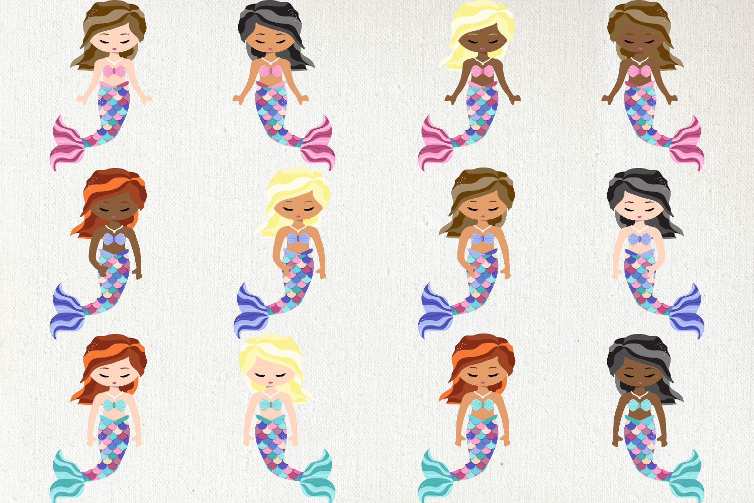 Pastel Mermaids Clipart 109576 Illustrations Design Bundles