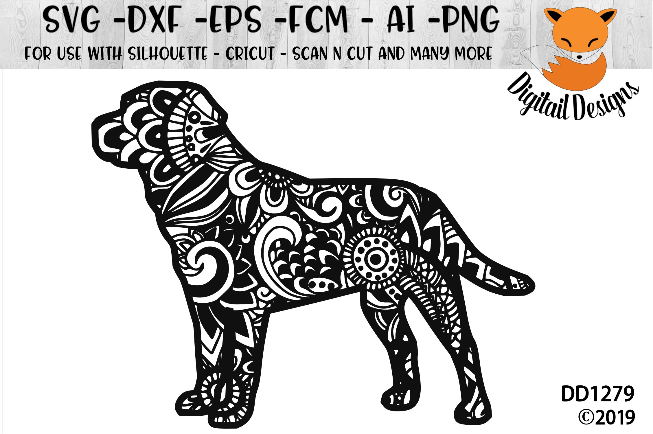 Zentangle Standing Labrador SVG