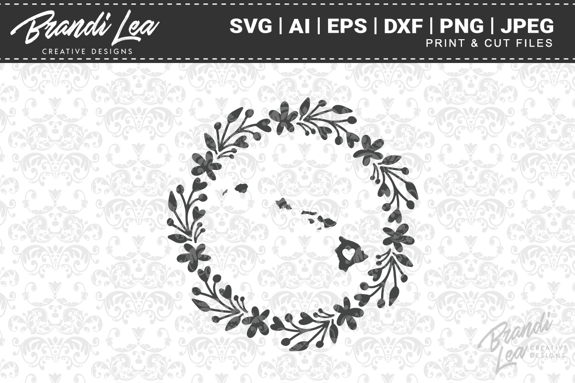 Hawaii Wreath State Map SVG Cutting Files (95372) | SVGs | Design Bundles