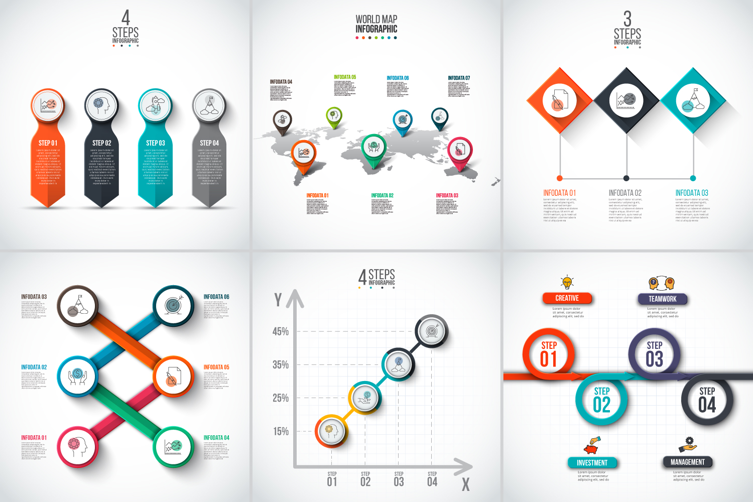 Creative infographics templates (27834) | Infographics | Design Bundles