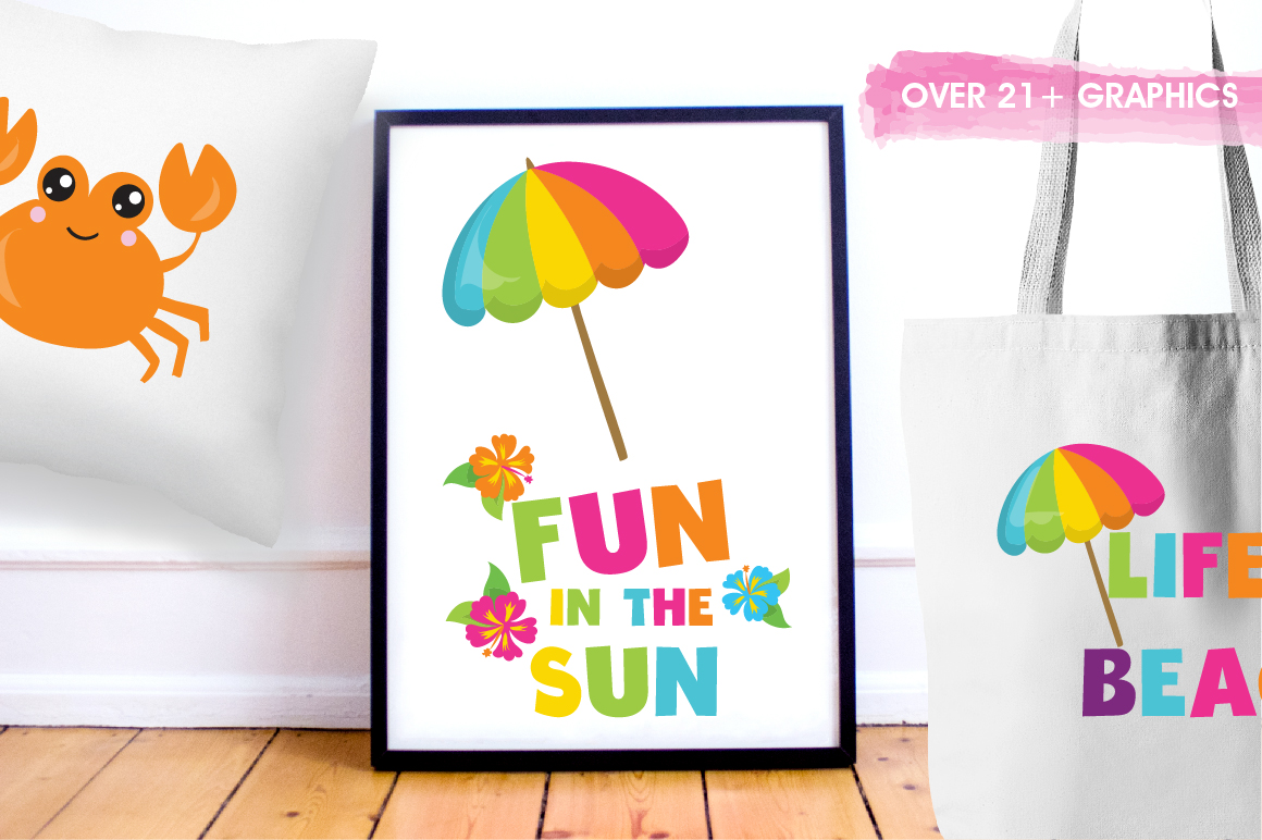 Beach Fun party graphics and illustrations