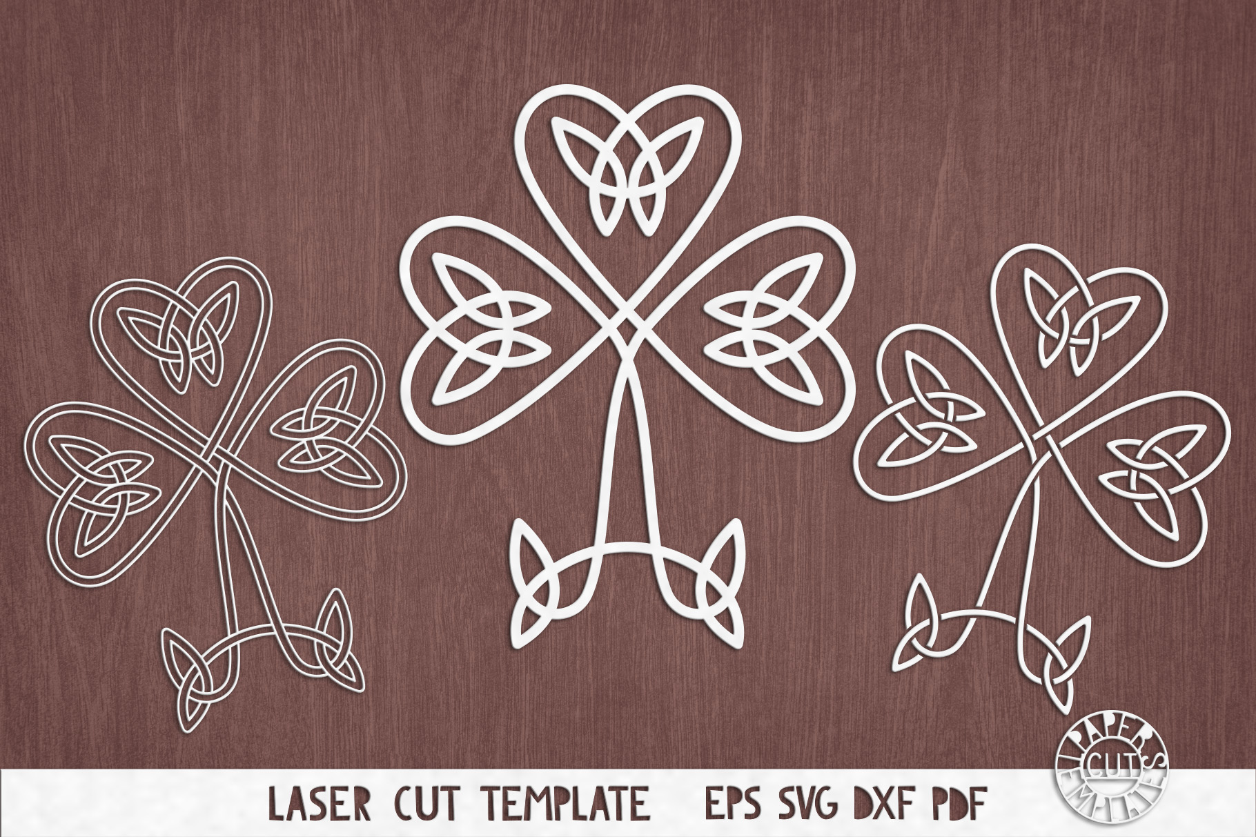 SVG Shamrock, Celtic knot clover cut file for Cricut, laser.