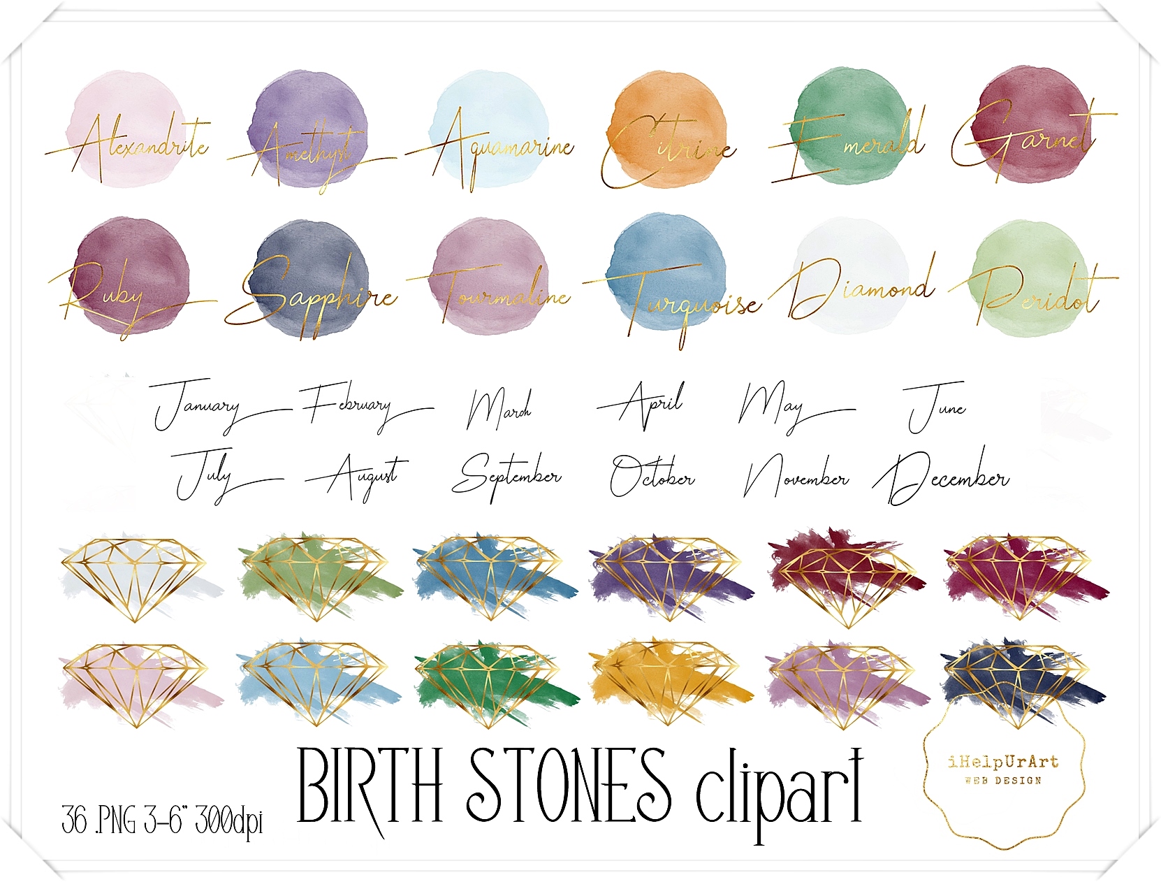 Birth Stones Clipart