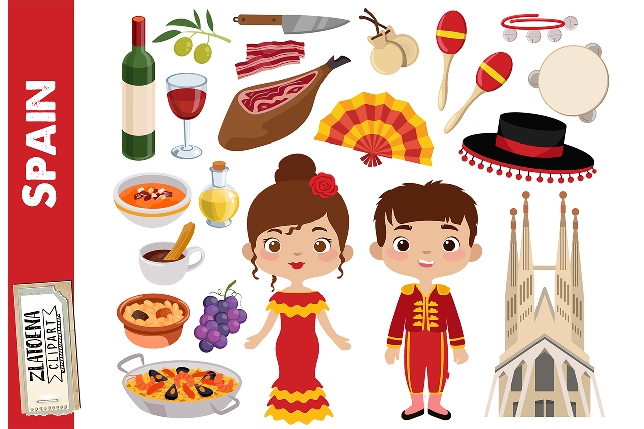 Spain clip art Spanish clipart Fiesta clipart Hamon Paela