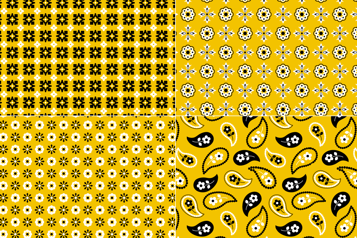 Seamless Yellow Bandana Patterns (160491) | Patterns | Design Bundles