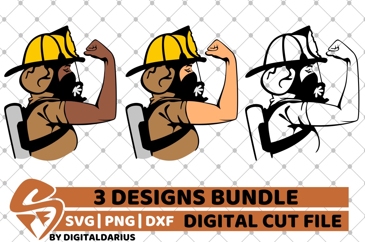3x Firefighter Strong Woman Bundle svg, Fireman, Girl Power (523032 ...