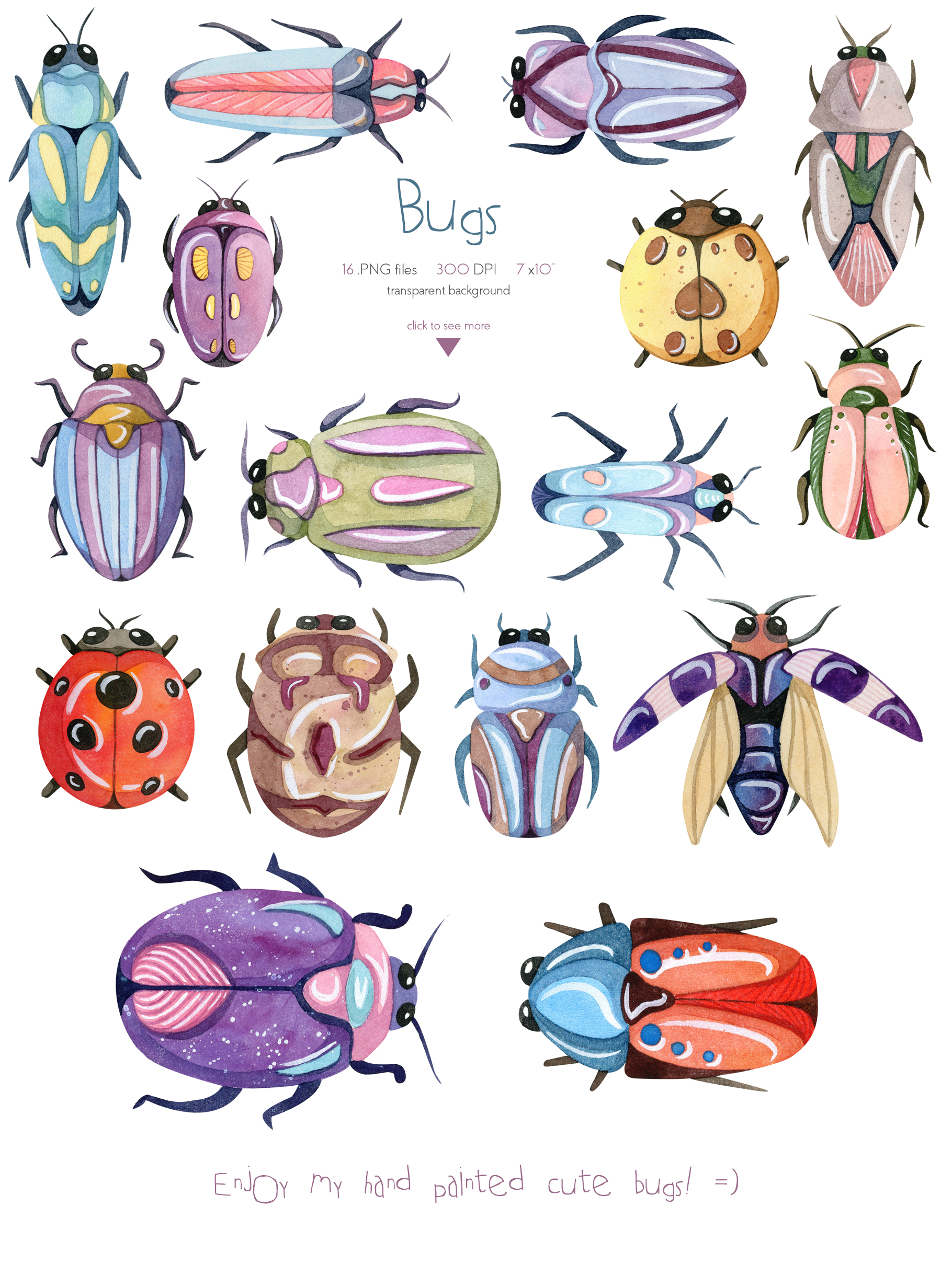 Watercolor Bugs Insects Collection (198020) | Illustrations | Design ...