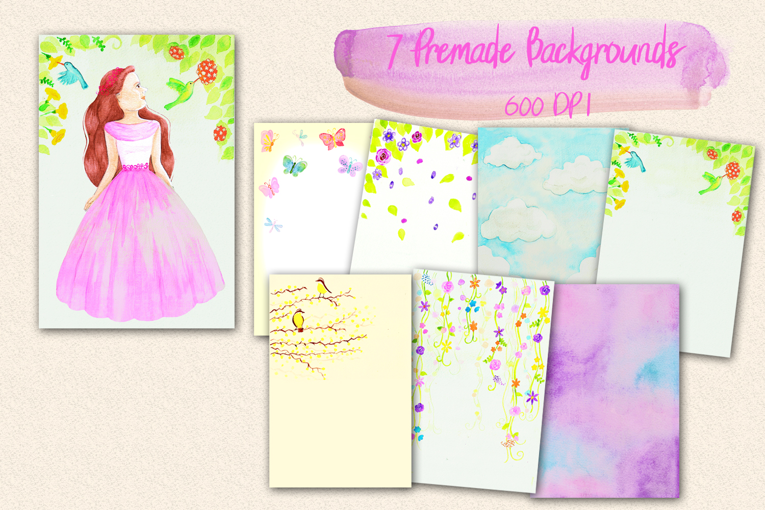 Lovely Princess - watercolor clipart