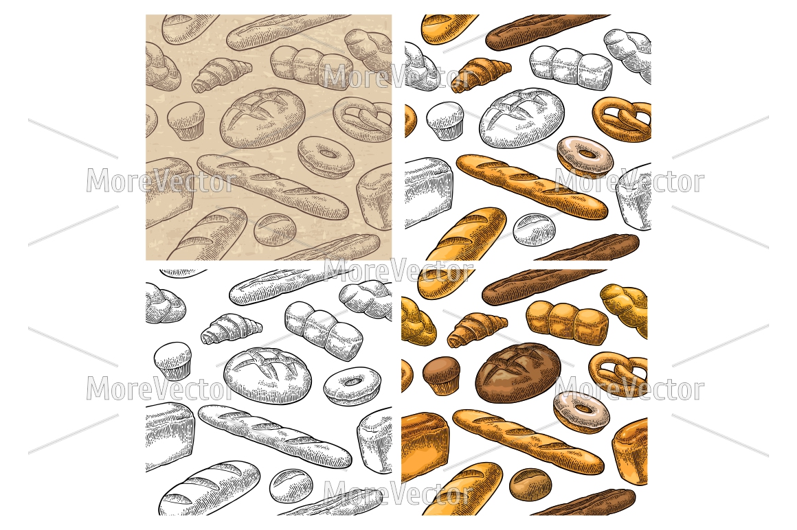 Seamless Pattern with Bread.