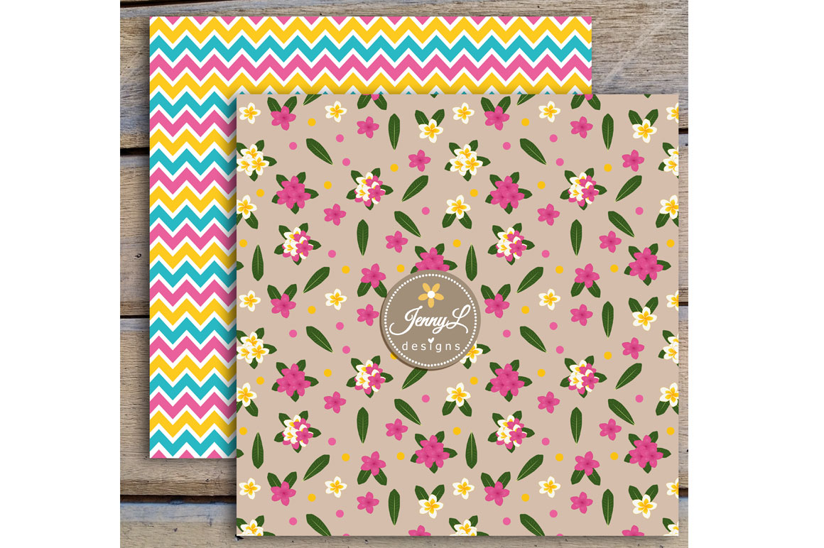 Frangipani Digital Papers & clipart SET, Plumeria Flower, Kalachuchi ...