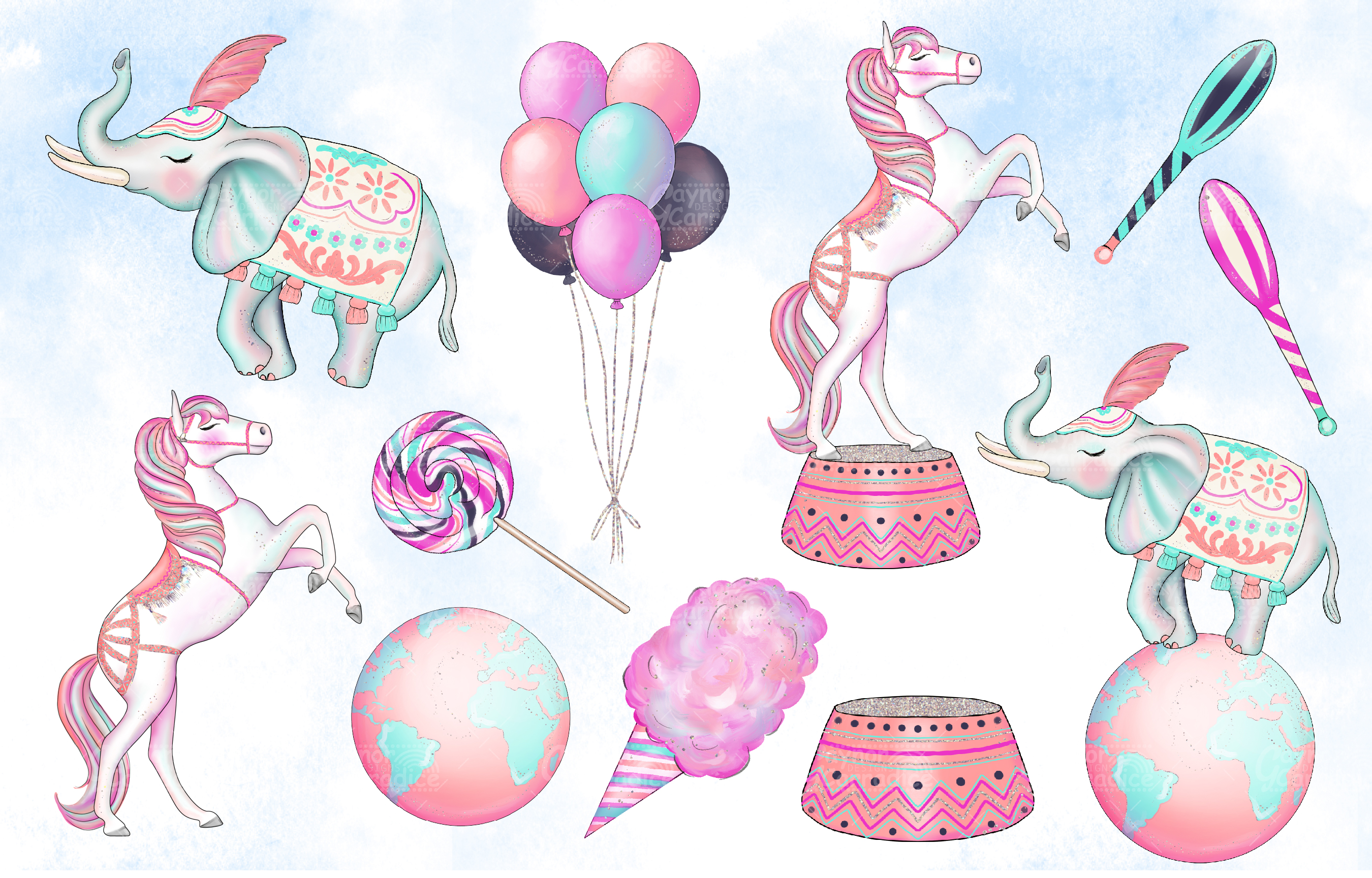 Cirque - watercolor circus Clipart collection (227160) | Illustrations ...