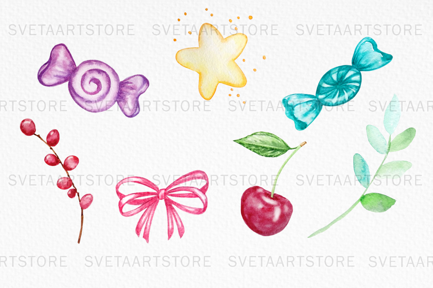 Candy Watercolor Clipart