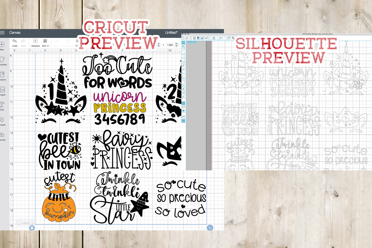 Too Cute Kids T-Shirt Cut Files