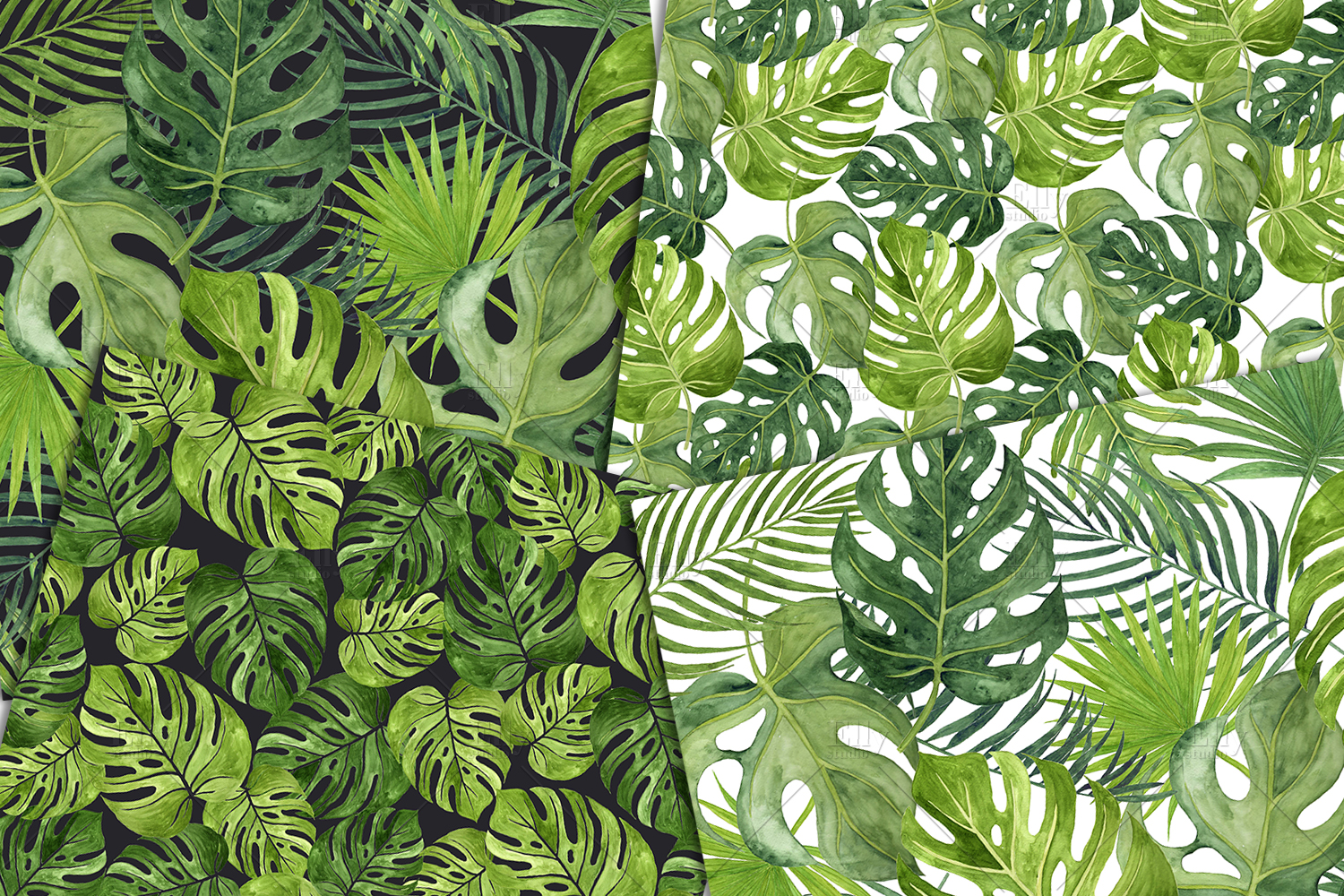 Tropical leaves digital paper