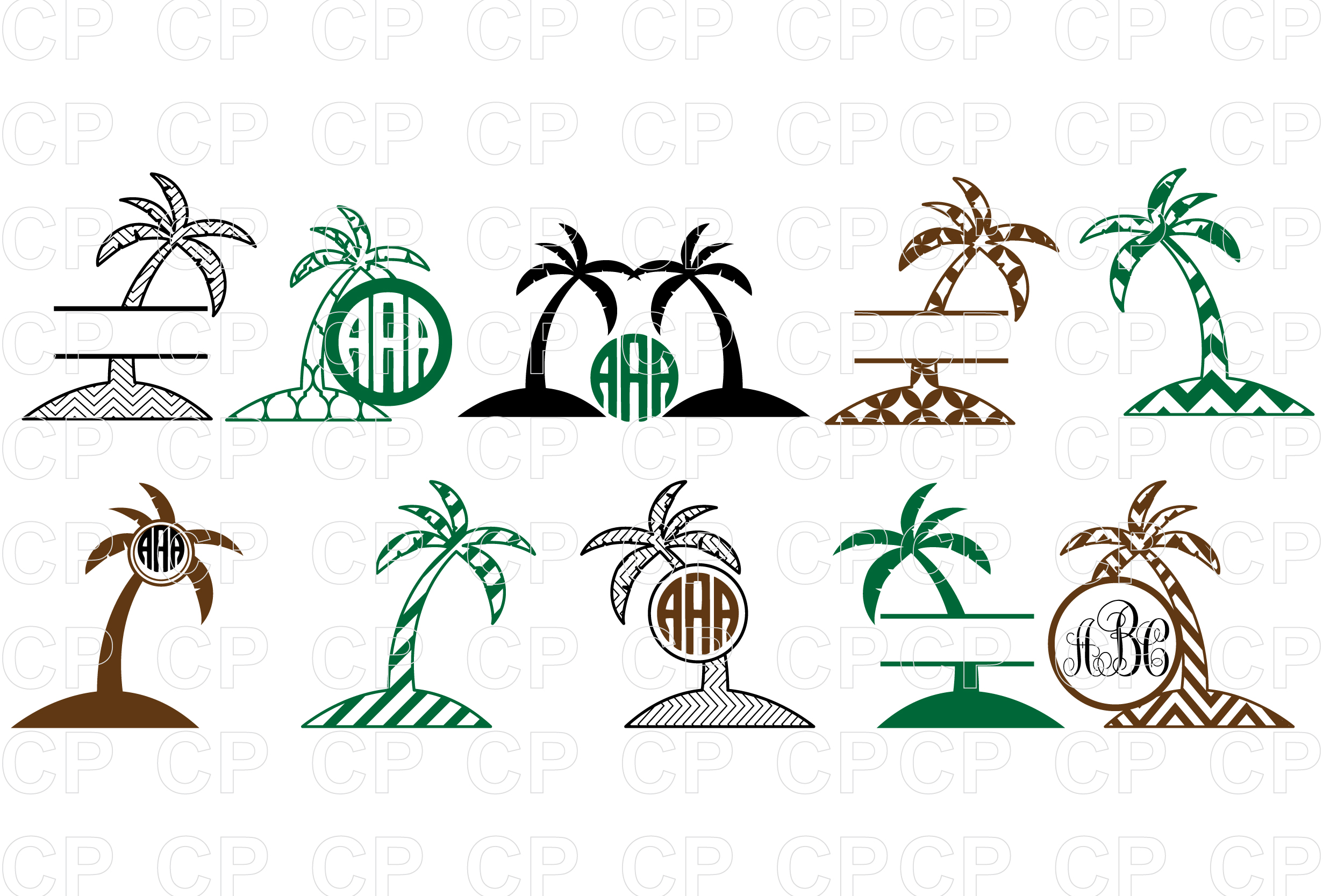 Palm Tree Bundle SVG Cut Files, Palm Tree Clipart
