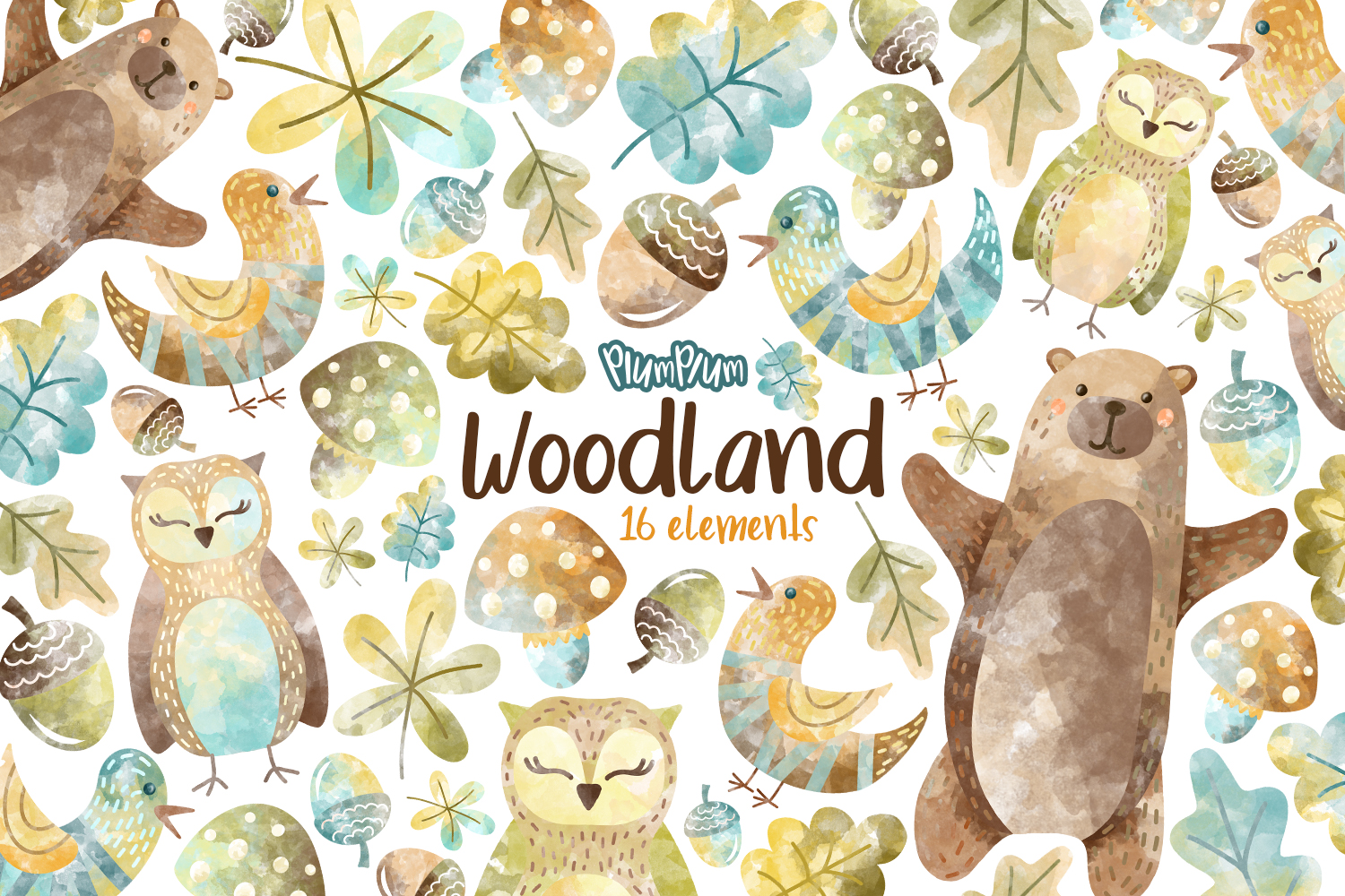 Woodland Watercolor Cliparts