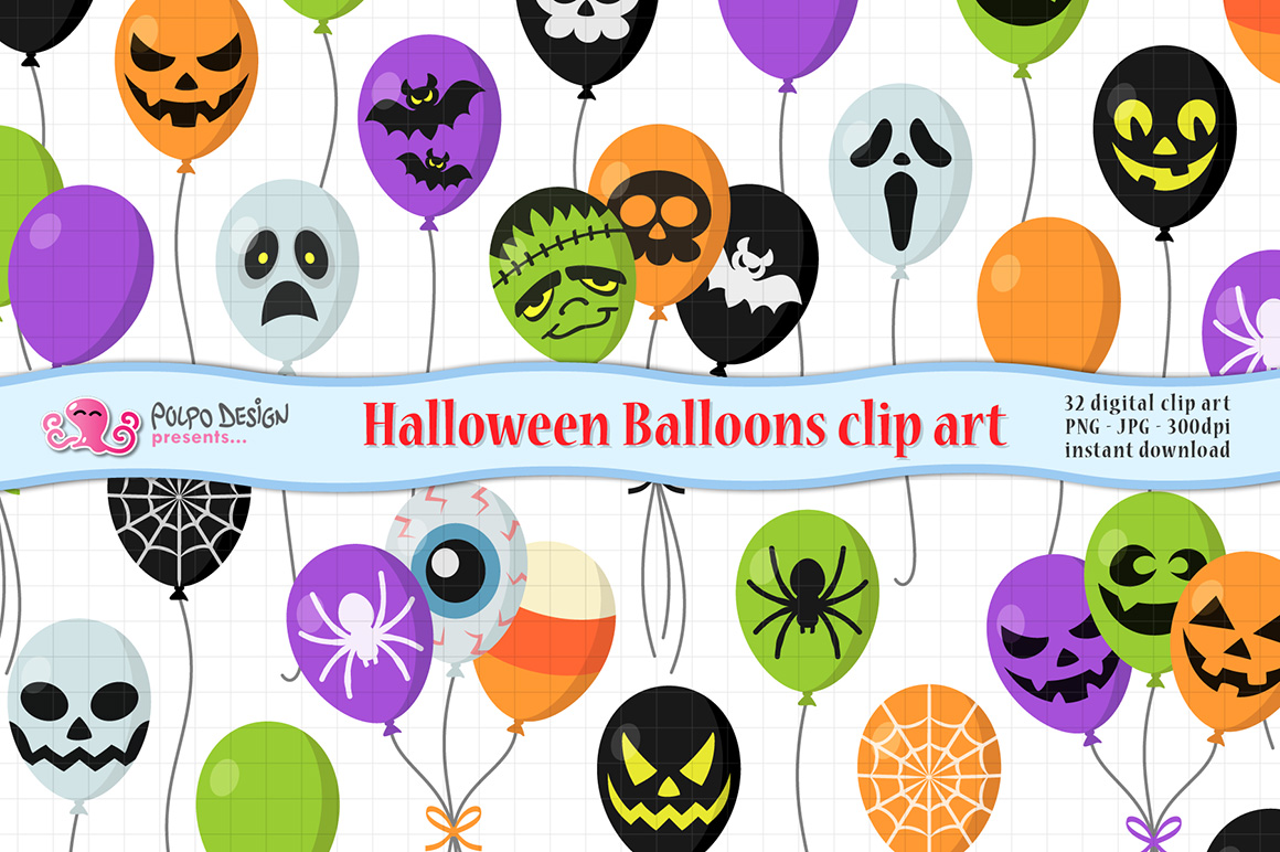 Halloween Balloons clipart (134825) | Illustrations | Design Bundles