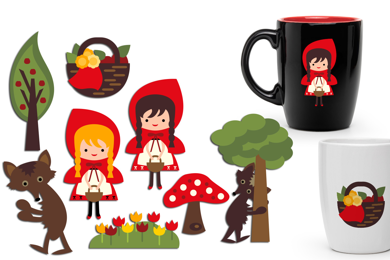 Little red riding hood clip art illustrations graphics (89191 ...