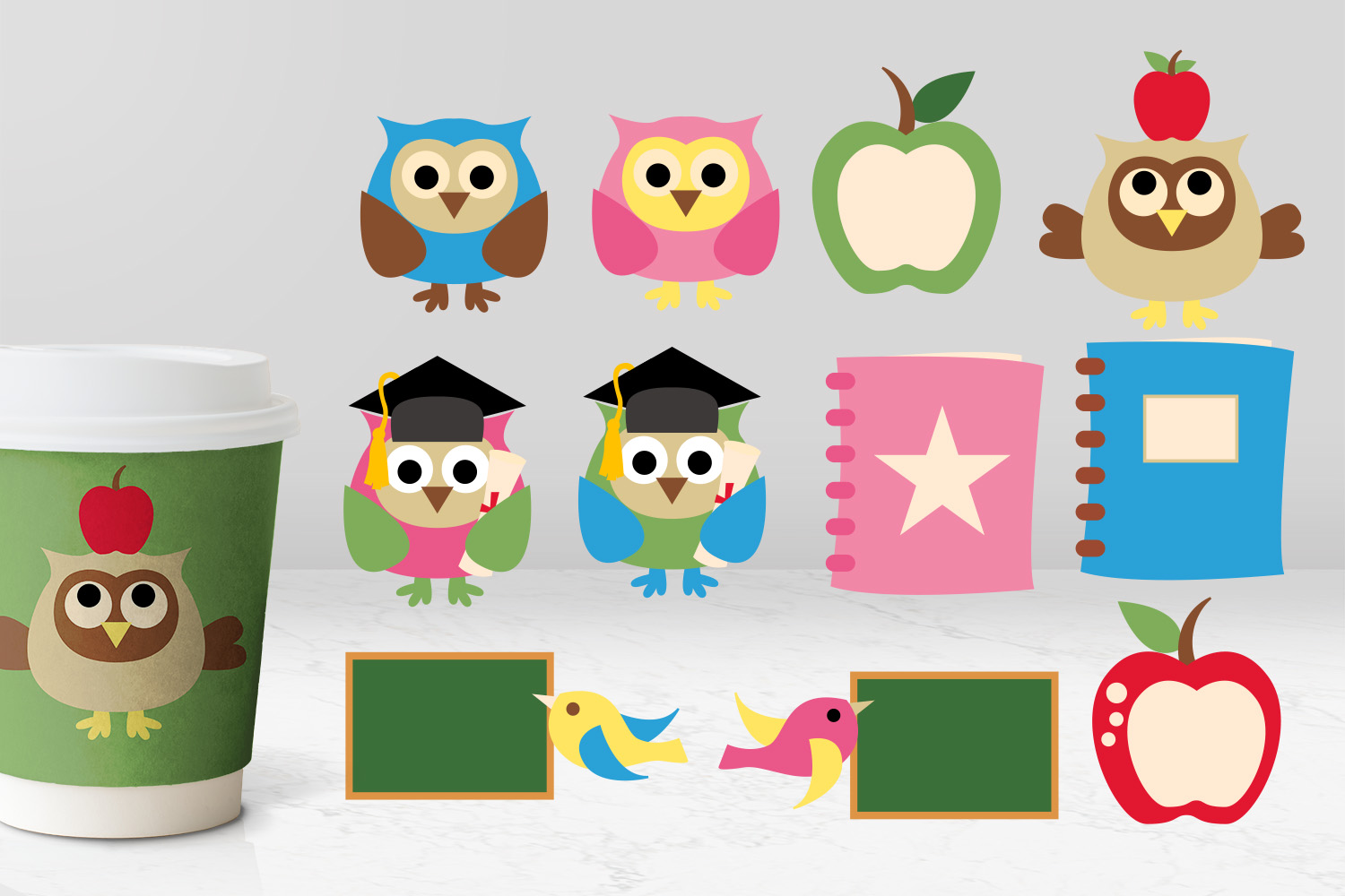 Owls Back to school clip art graphics (94470) | Illustrations | Design ...
