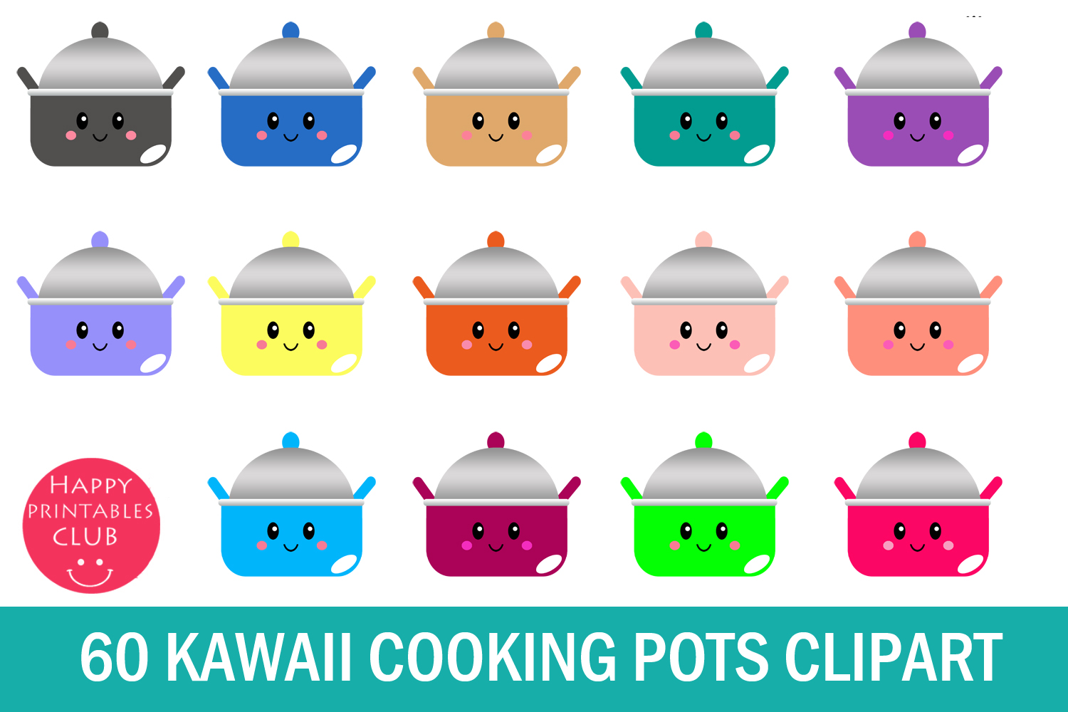 60 Kawaii Cooking Pots Clipart-Colorful Cooking Pots Clipart (139998 ...