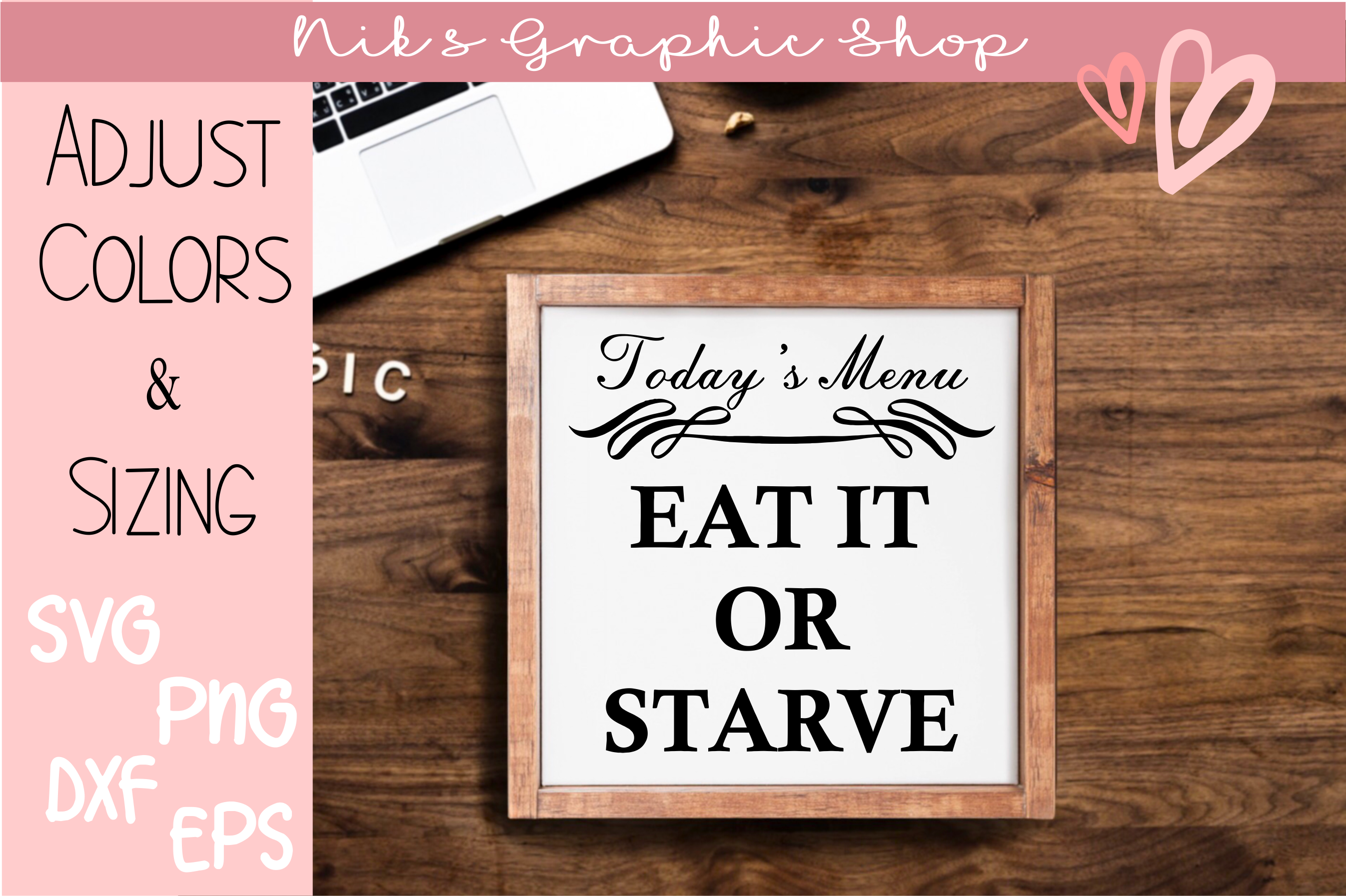 Menu svg, todays menu svg, eat it or starve, Kitchen SVG (74869) | SVGs ...