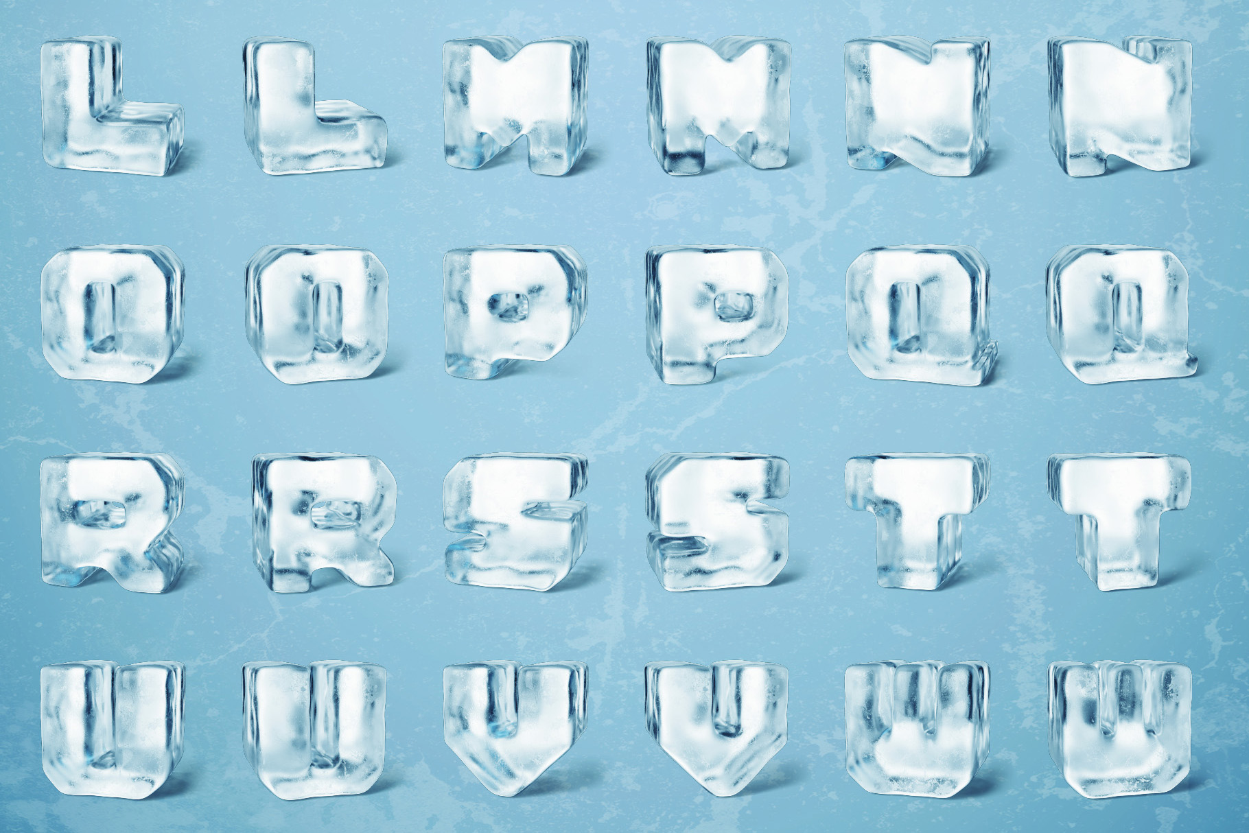 Ice PSD Alphabet (147988) | Objects | Design Bundles