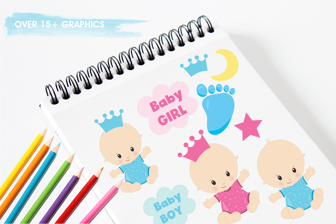 Gender reveal graphics and illustrations