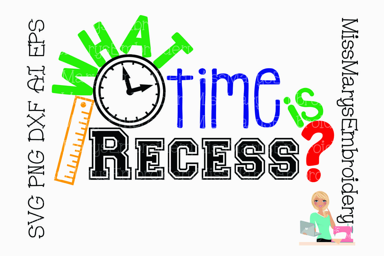 What time is Recess SVG Cutting File DXF EPS PNG School